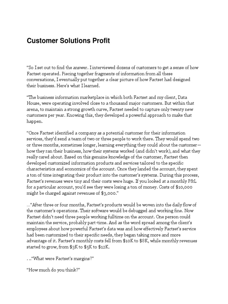 Customer Solutions Model | Download Free PDF | Investor | Fact Set