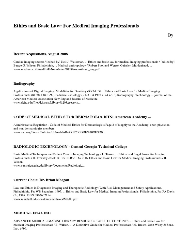 Ethics and Basic Law For Medical Imaging Professionals 6ce5t | PDF ...
