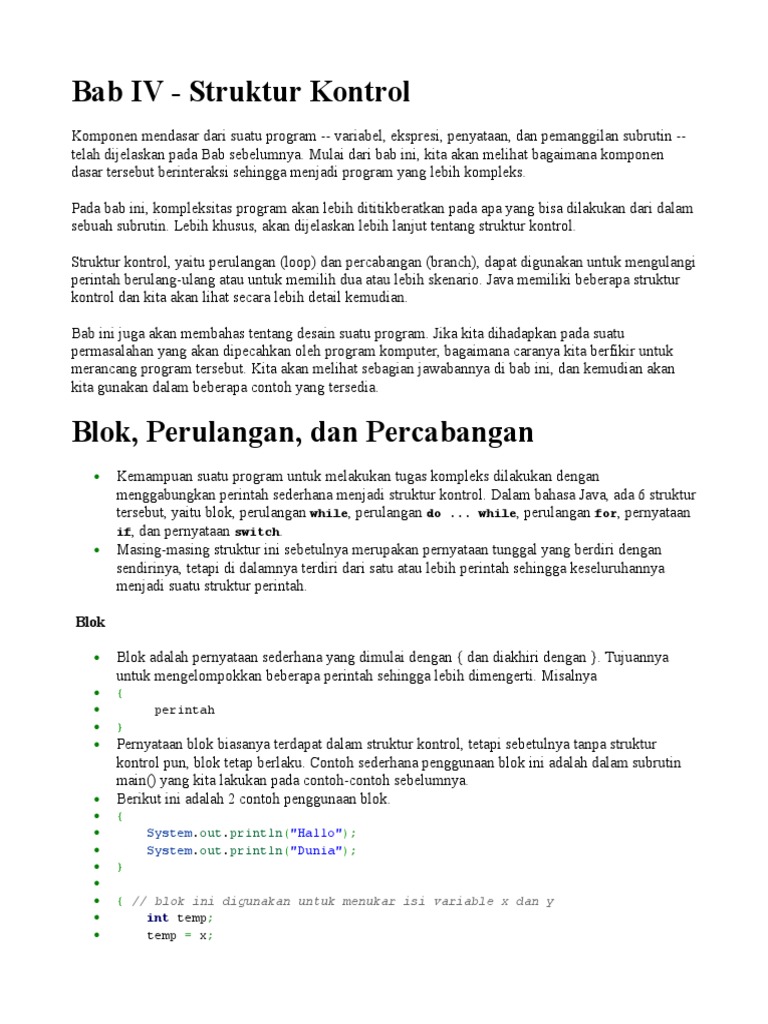 Java 04 Struktur Kontrol | PDF | Komputer