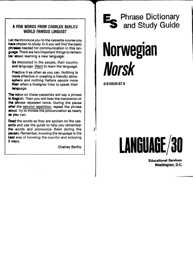 Berlitz Language 30 Norwegian Phrase Dictionary and Study Guide | PDF