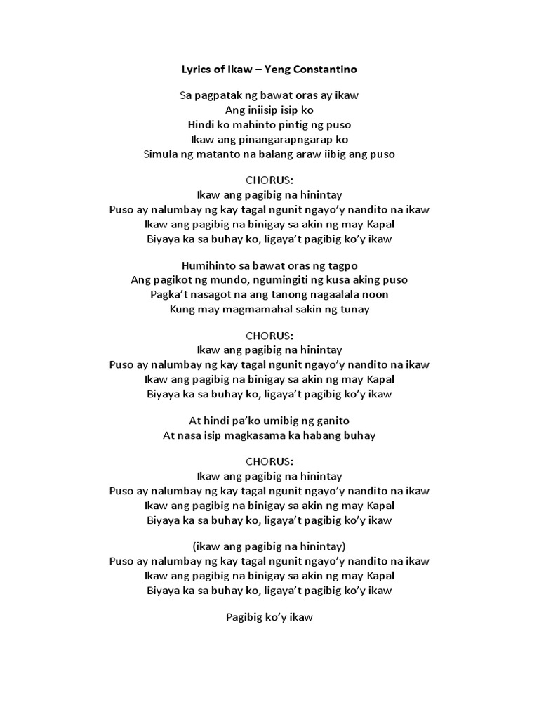 Lyrics of Ikaw | PDF