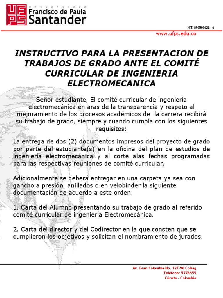 Instructivo para La Presentacion de Proyectos de Grado6 | PDF | Plan de estudios | Educación ...