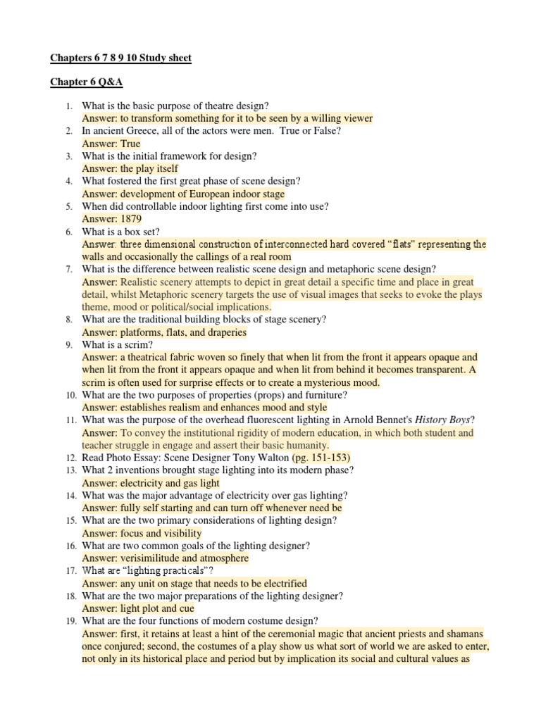 Theater 100 Study Guide | PDF | Musical Theatre | Theatre