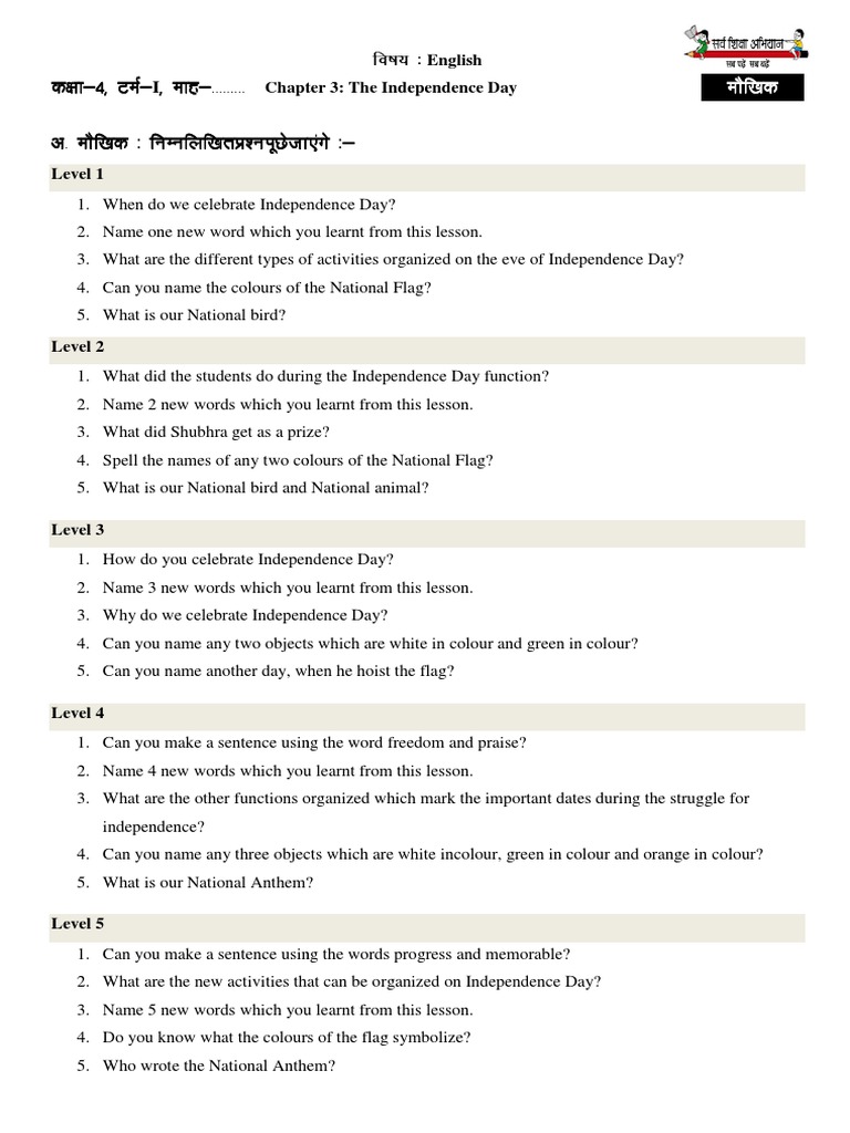 HP SSA CCE Tools English - Class - 4 - Oral | PDF