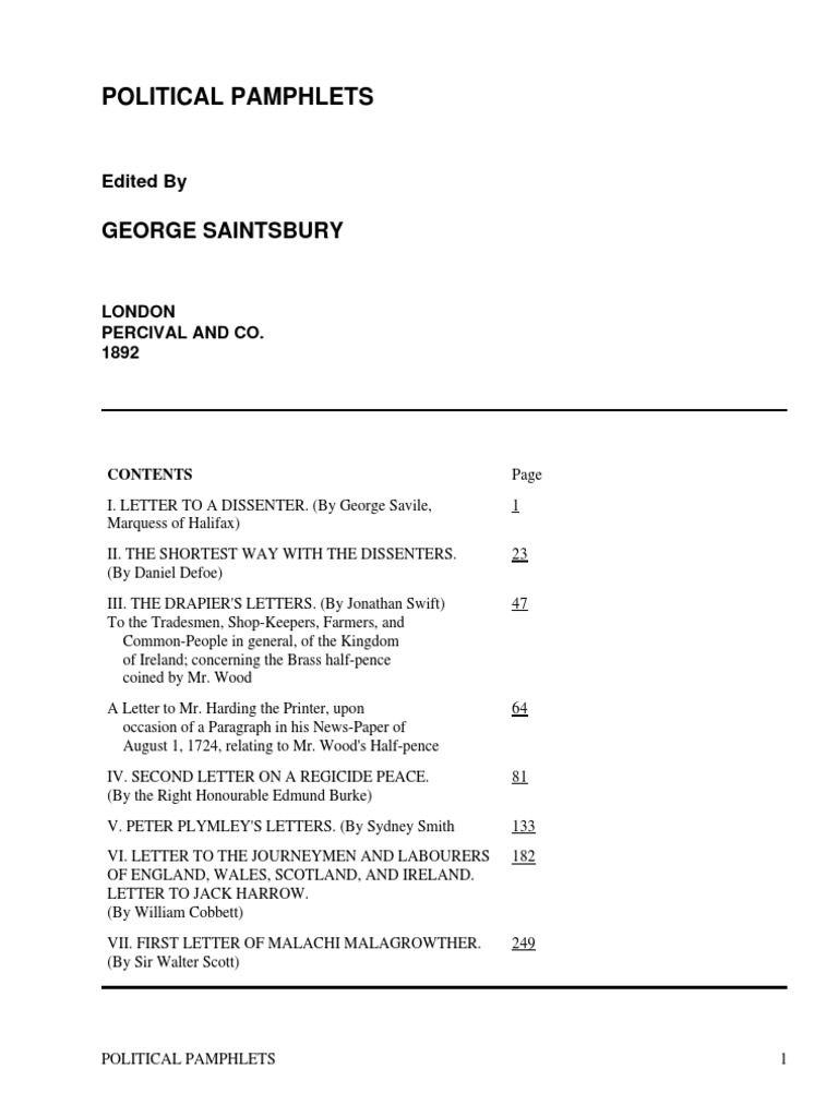 Political Pamphlets by Saintsbury, George, 1845-1933 | PDF | Edmund ...