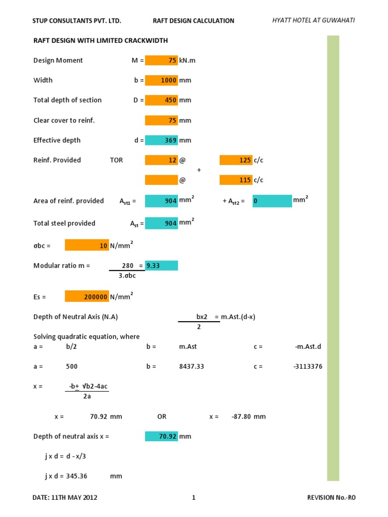 Neutral Axis Calculation in Raft Design | PDF | Teaching Methods ...