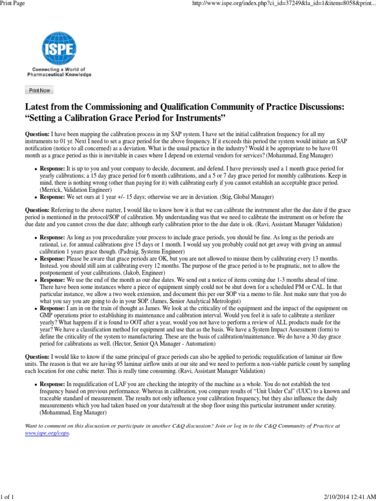 ISPE Print Page | PDF | Frequency | Calibration