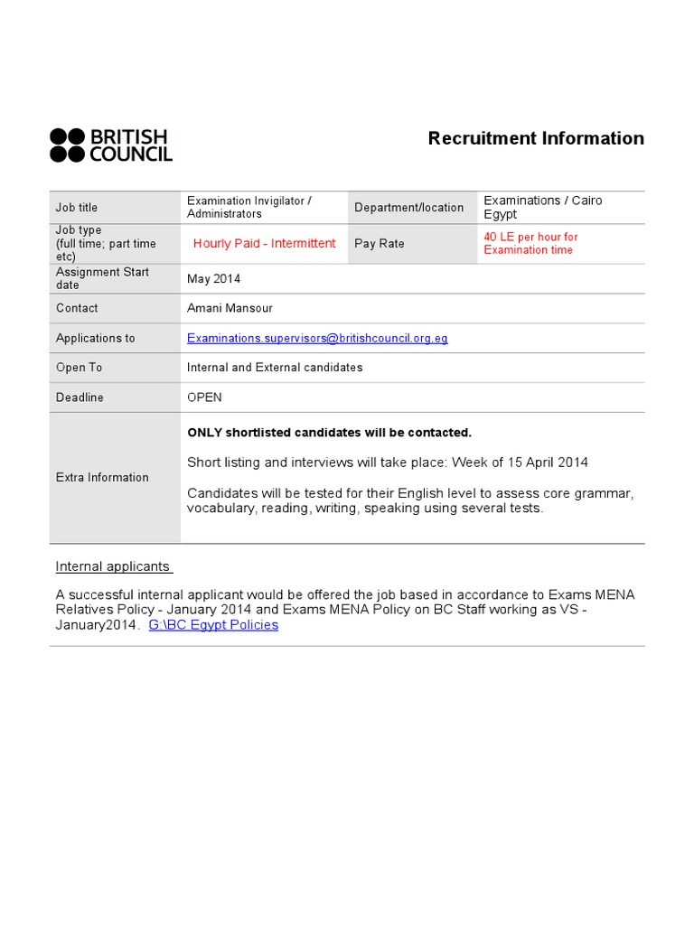 Invigilator - Role Profile 0 | PDF | Test (Assessment) | Business