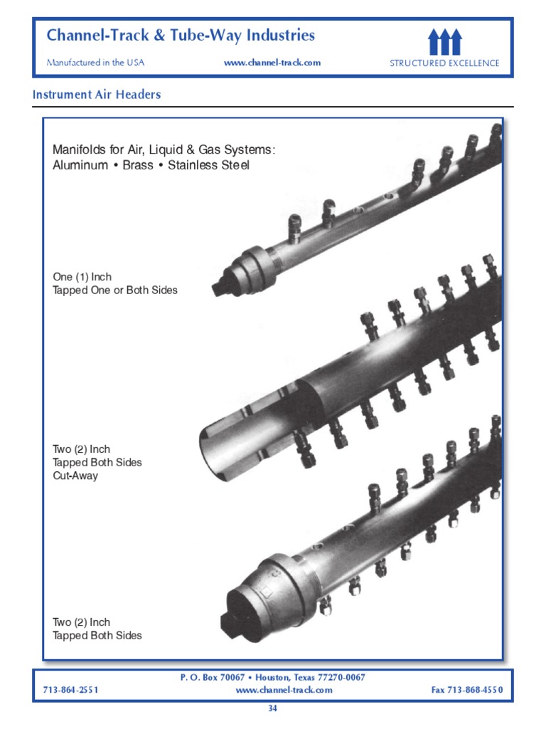 Channel-Track & Tube-Way Industries: Manifolds For Air, Liquid & Gas ...