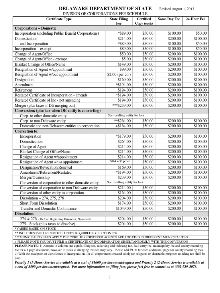 Delaware Department of State: Corporations - Domestic | Download Free ...