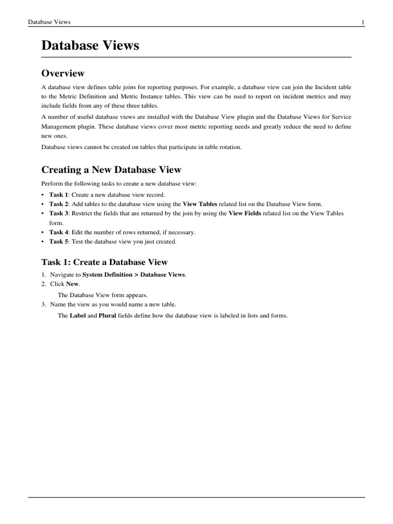 Database Views Overview Pdf Table Database Databases