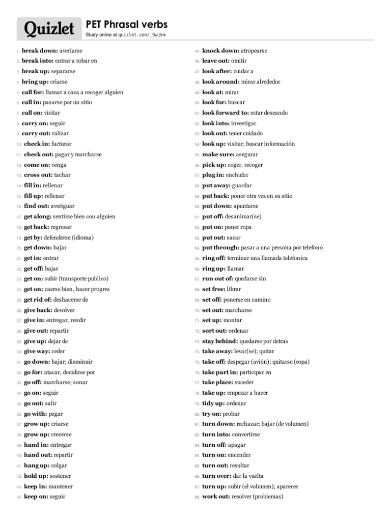 PET Phrasal Verbs