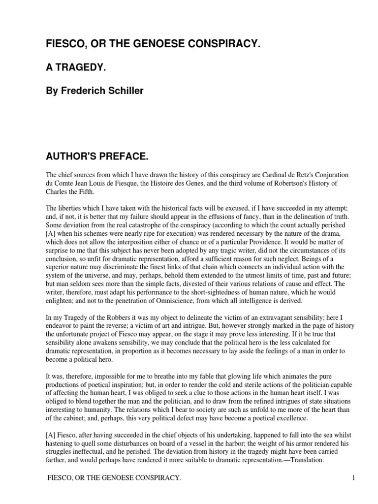 Fiesco: Tragedy of a Genoese Conspiracy | PDF | Poetry | Classics