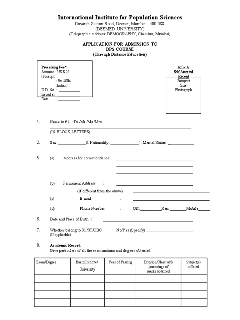 DPS Course Admission Application Form | PDF | Practice Of Law | Civil ...