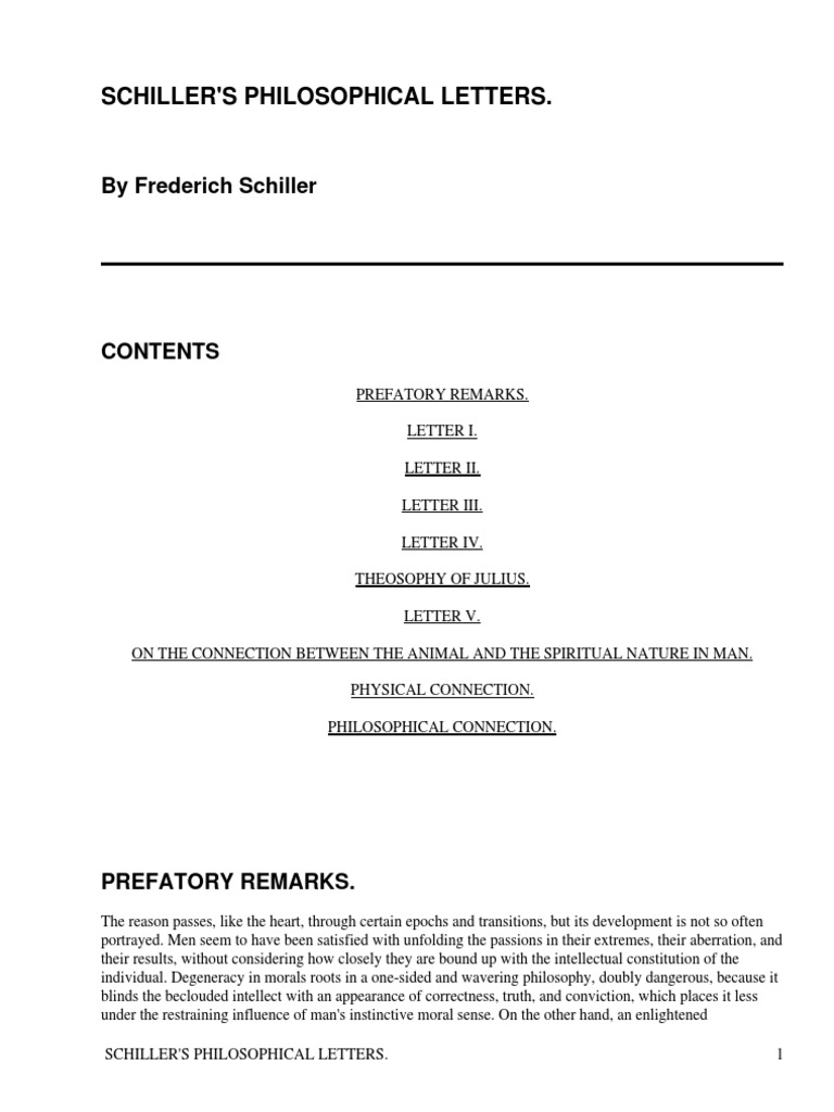 Philosophical Letters of Frederich Schiller by Schiller, Johann ...