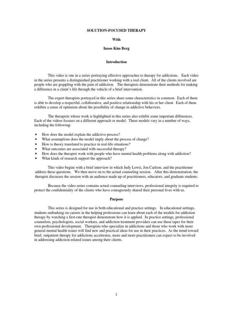 Solution focused therapy | Solution Focused Brief Therapy | Psychotherapy