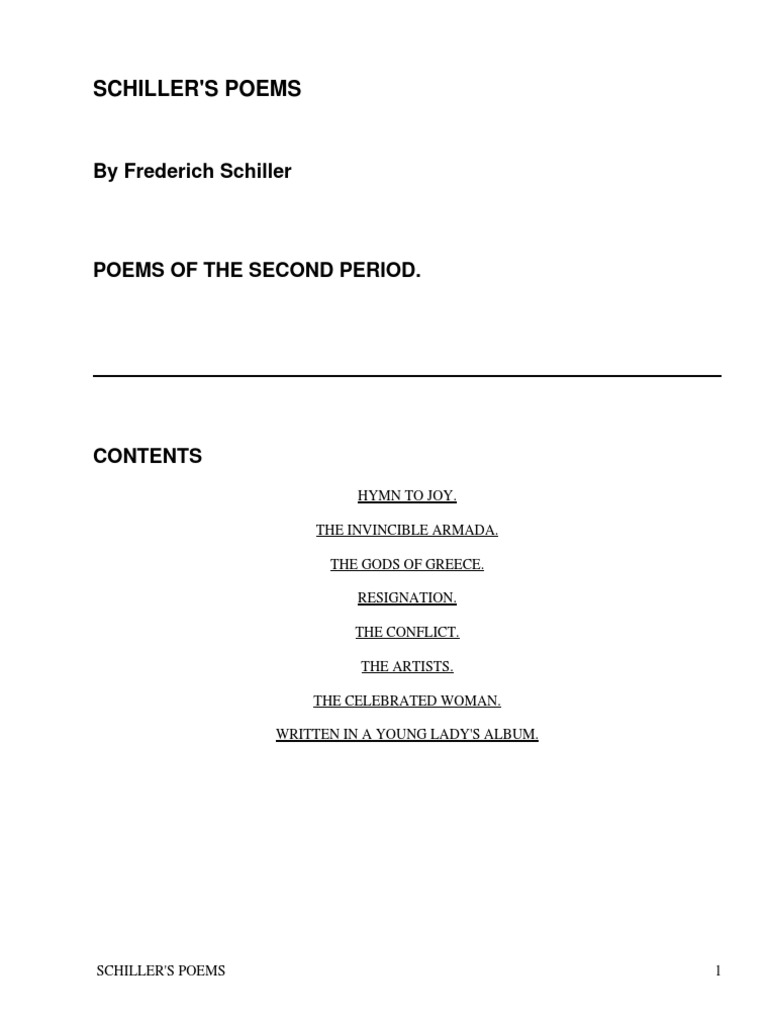 The Poems of Schiller - Second Period by Schiller, Johann Christoph ...
