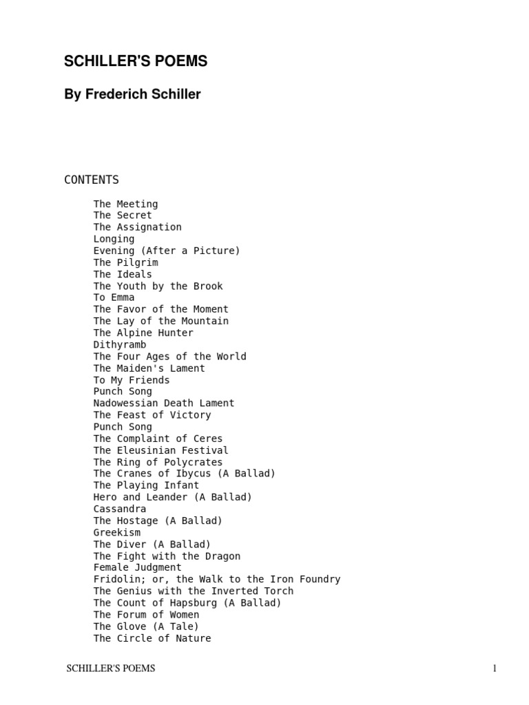 Schiller'S Poems | PDF | Nature