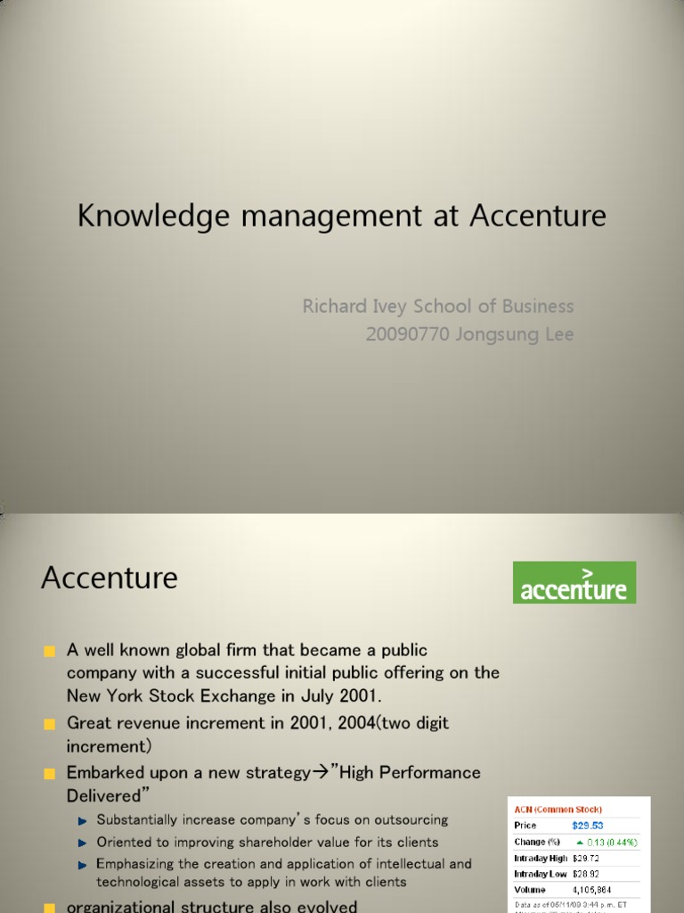 Accenture's Knowledge Management Strategy | PDF | Knowledge Management ...