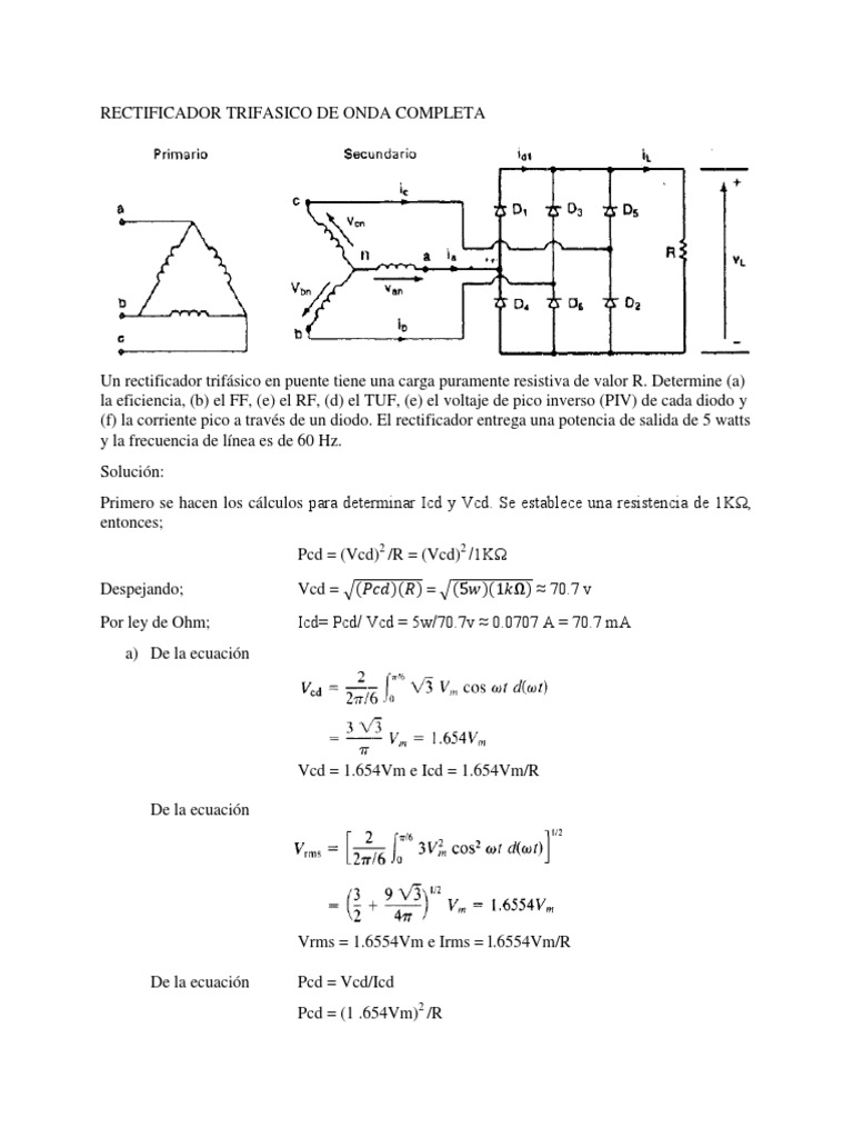 Rectificador Trifasico de Onda Completa | PDF