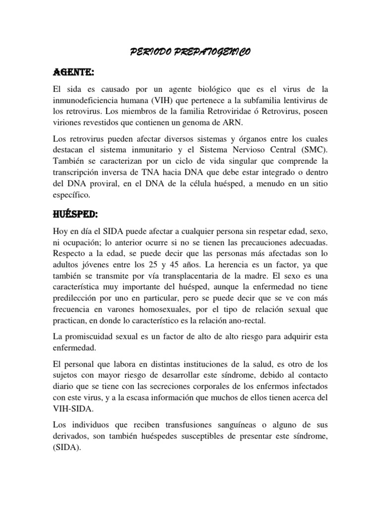 Periodo Prepatogénico | PDF | Retrovirus | VIH / SIDA