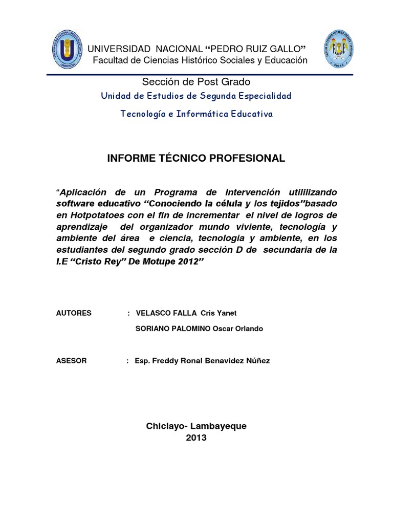 Informe Tecnico Ejemplo | Multimedia | Aprendizaje