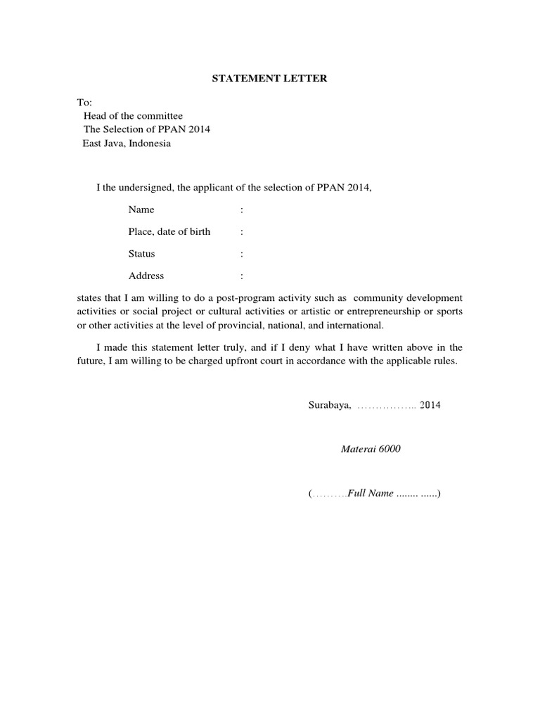 Statement Letter | PDF | Violence