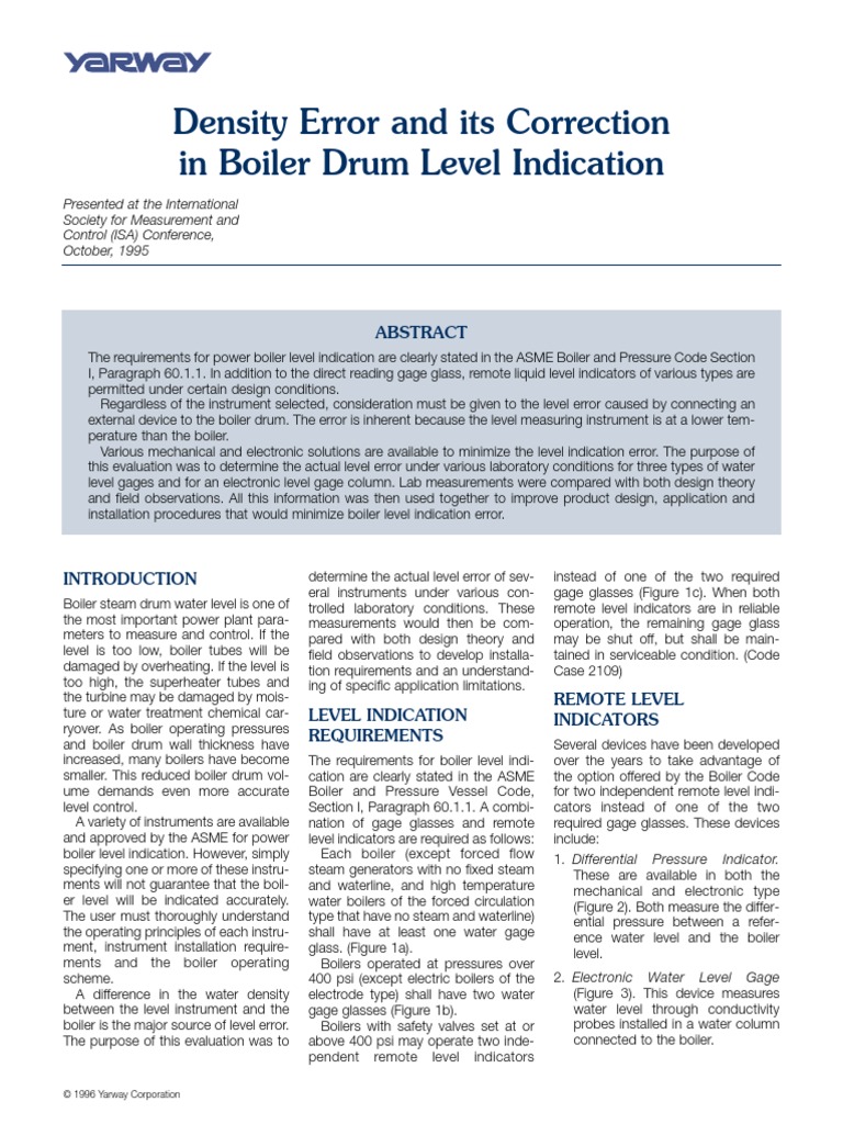 Density Error and Correction in Drum Level | PDF | Boiler | Pressure ...
