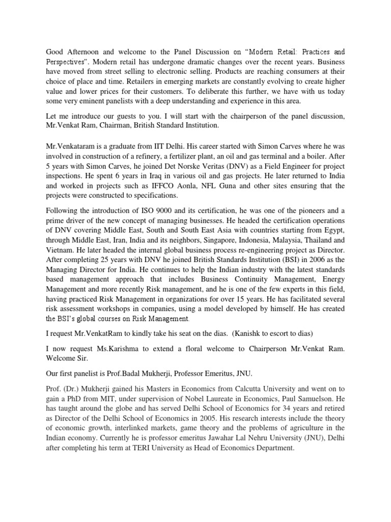 1st Plenary Session Script | PDF | Retail | Strategic Management