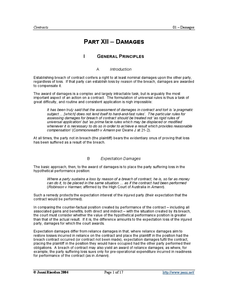 Damages | Damages | Causation (Law)