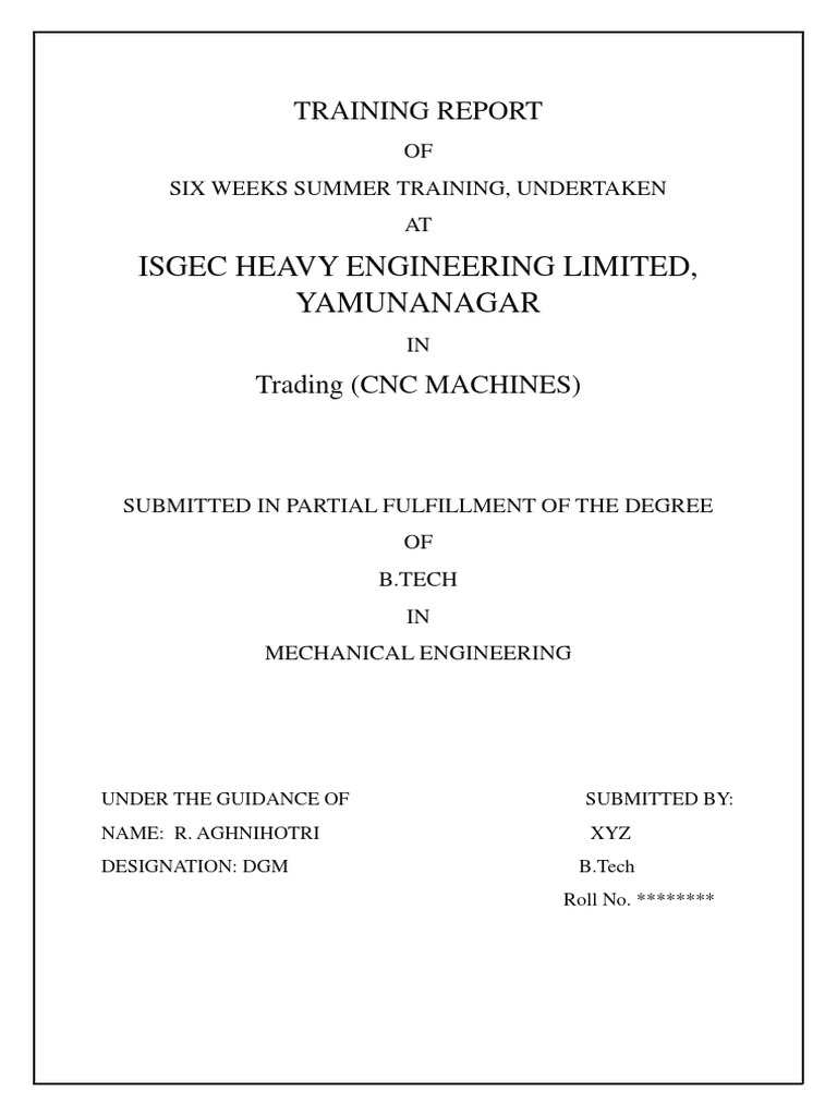 Isgec Training Report | Download Free PDF | Numerical Control | Tools