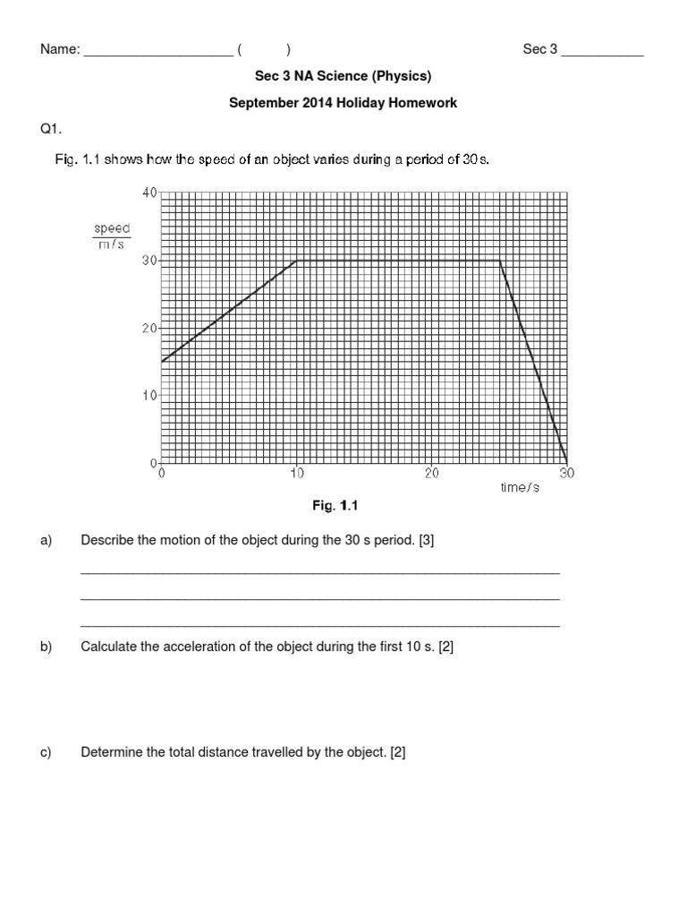 Sec 3 NA Physics Holiday Homework | PDF
