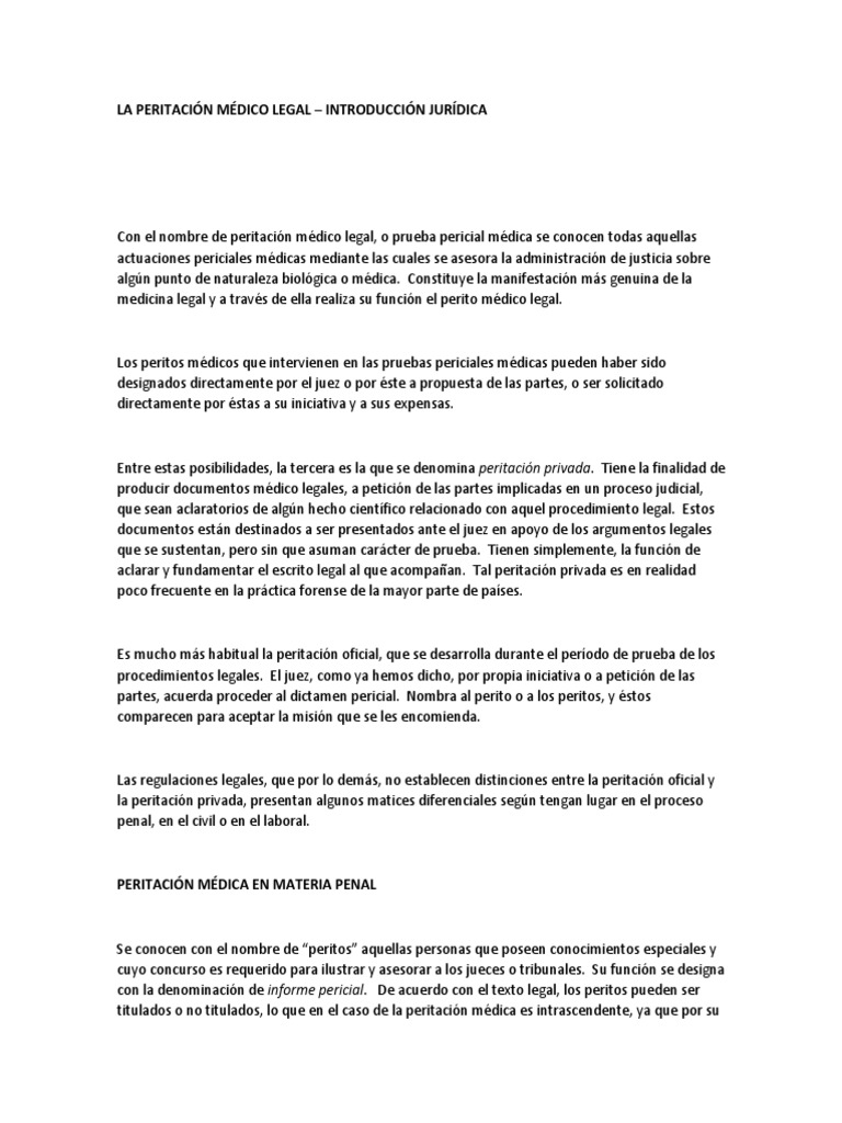 Peritación Médico Legal: Guía Esencial | PDF | Testigo experto | Método ...
