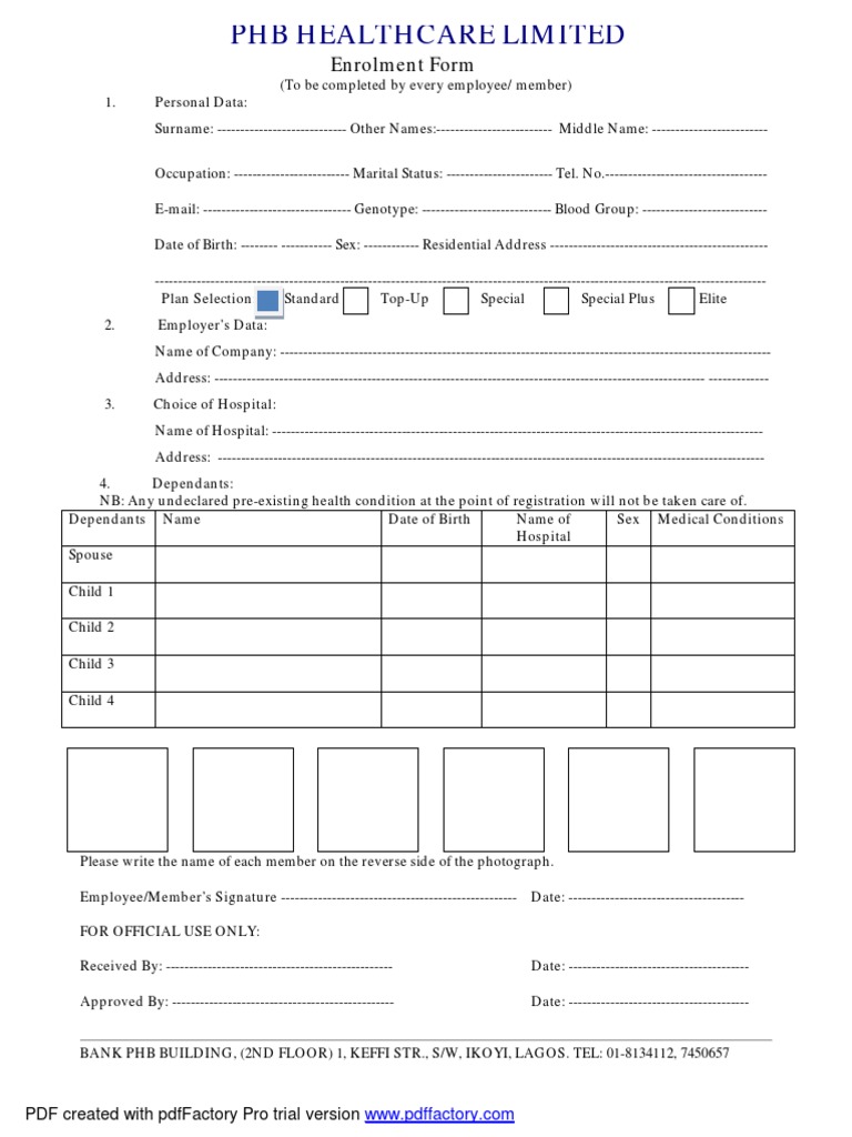 Enrolment Form: PDF Created With Pdffactory Pro Trial Version | PDF | Law