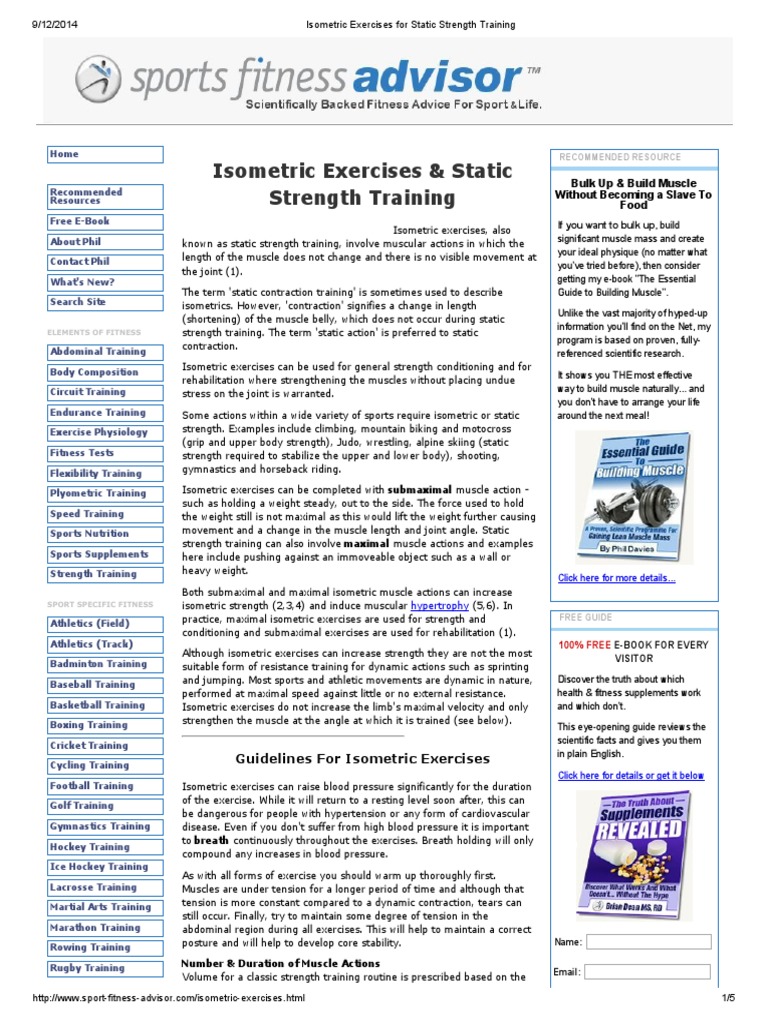 Isometric Exercises For Static Strength Training | PDF | Strength ...