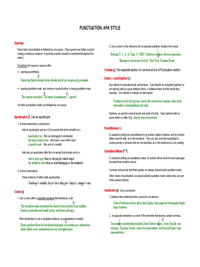 APA Punctuation | PDF | Comma | Quotation Mark