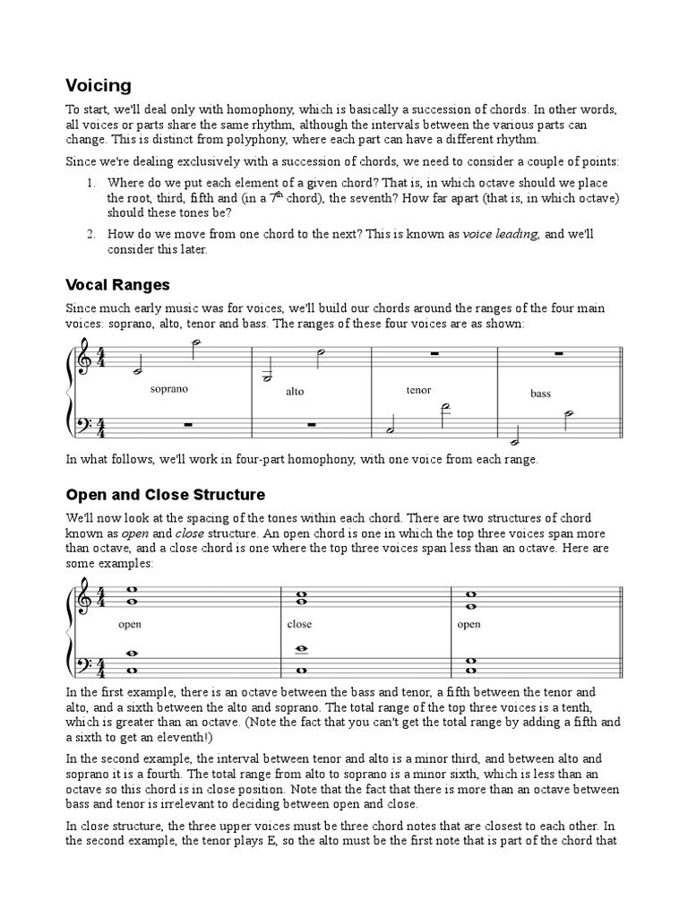Voicing: Vocal Ranges | PDF | Chord (Music) | Musical Techniques
