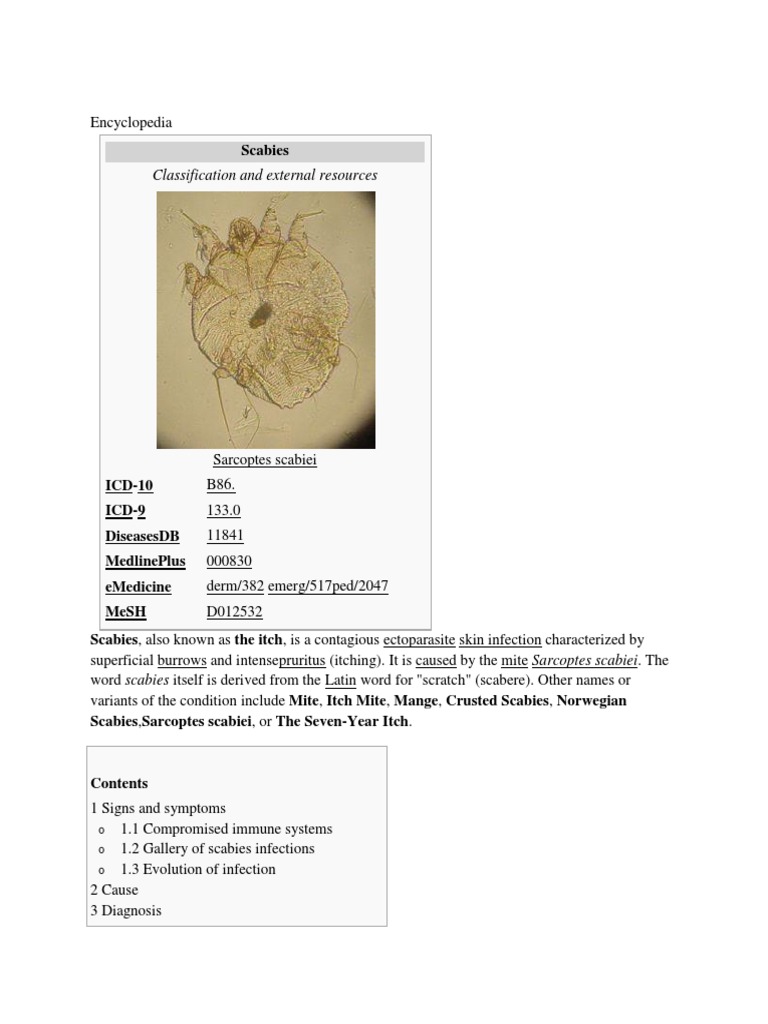 Fox Scabies Encyclopedia | PDF | Clinical Medicine | Diseases And Disorders
