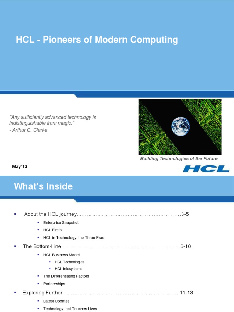 HCL Corporate Presentation May 13 | PDF | Economies | Computing