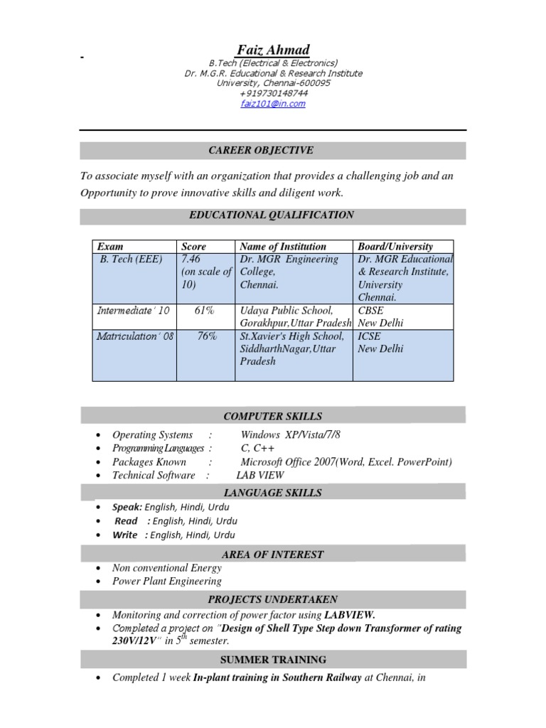 Faiz Ahmad Resume | PDF | Urdu | Computing
