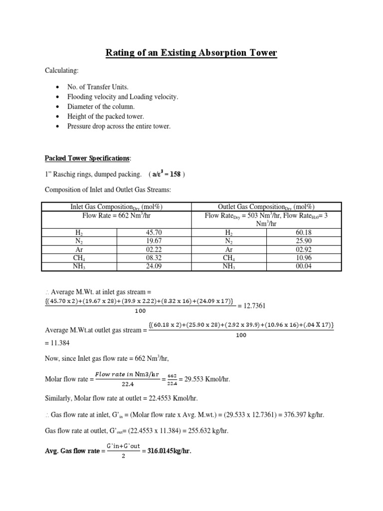 Absorption Tower | Gases | Density