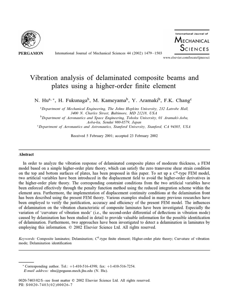 Vibration Analysis Of Delaminated Composite Beams And Plates Using A Higher Order Fnite Element
