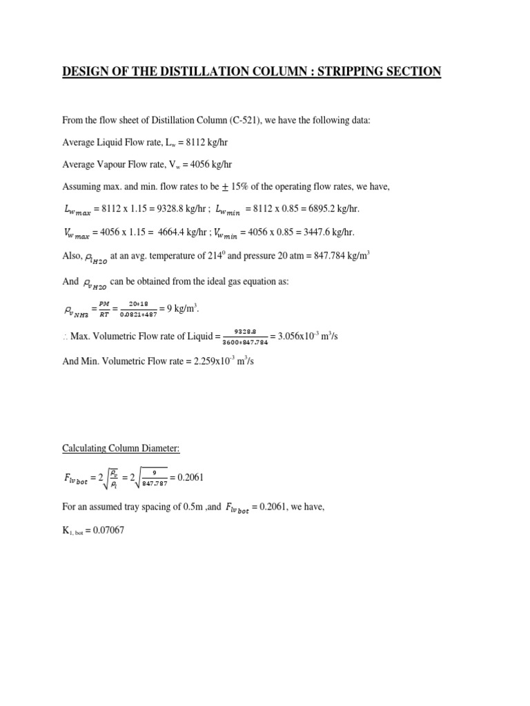 Distillation Column - Stripping Section | PDF | Distillation | Fluid ...