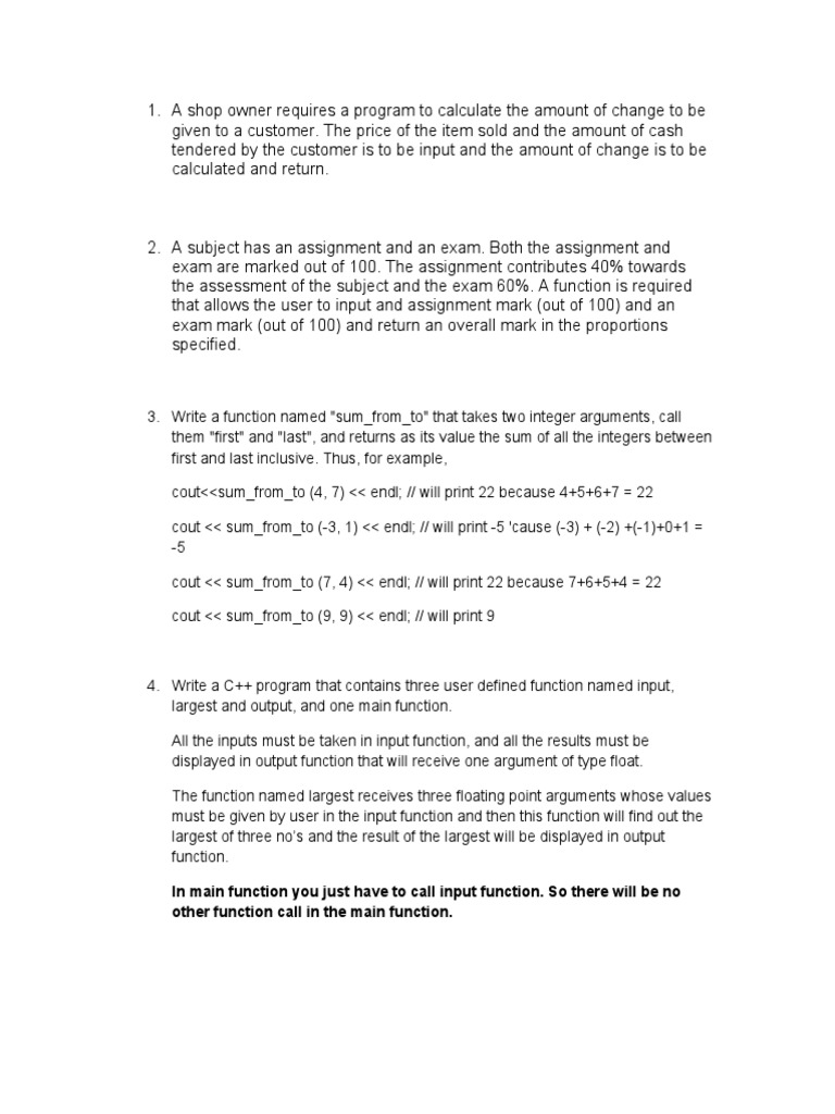 Function Practice Questions Pdf Function Mathematics Parameter Computer Programming