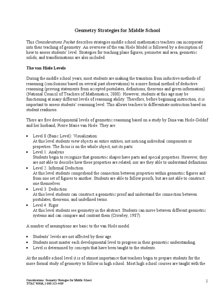 Geometry Strategies For Middle School: The Van Hiele Levels | Download ...
