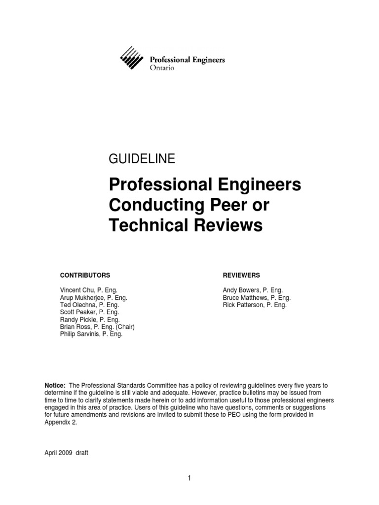 Peer and Technical Review Guideline April 2009 | PDF | Engineer ...