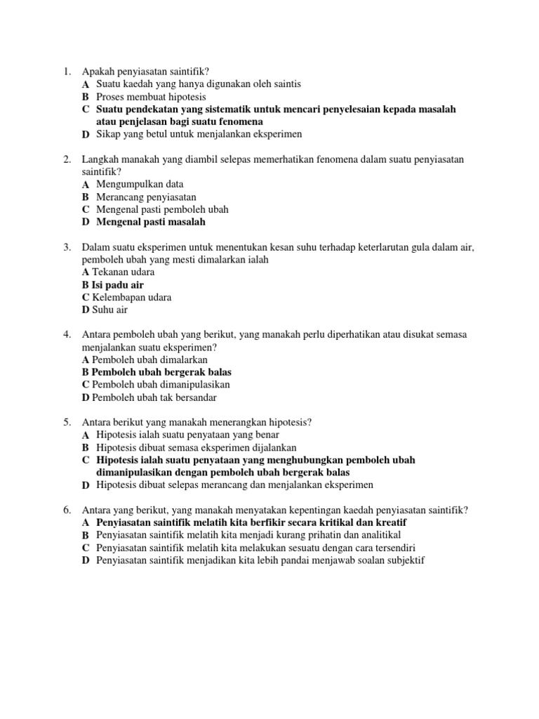 Sains Form 4 - Paper 1 | PDF