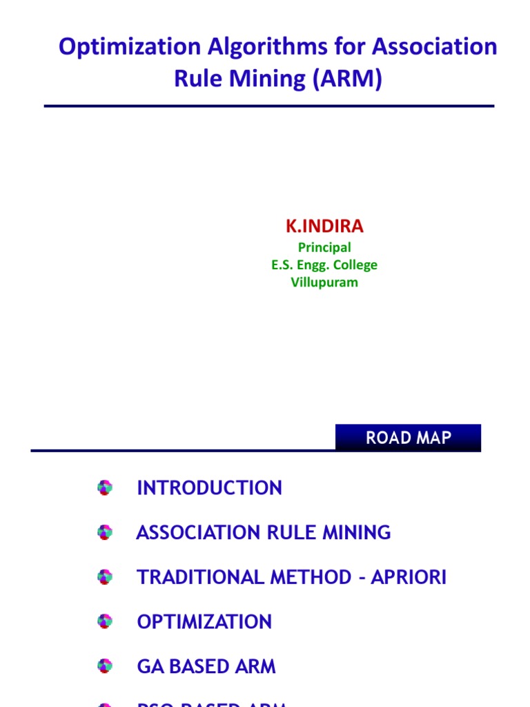 Optimization Algorithms For Association Rule Mining (ARM) : K.Indira ...