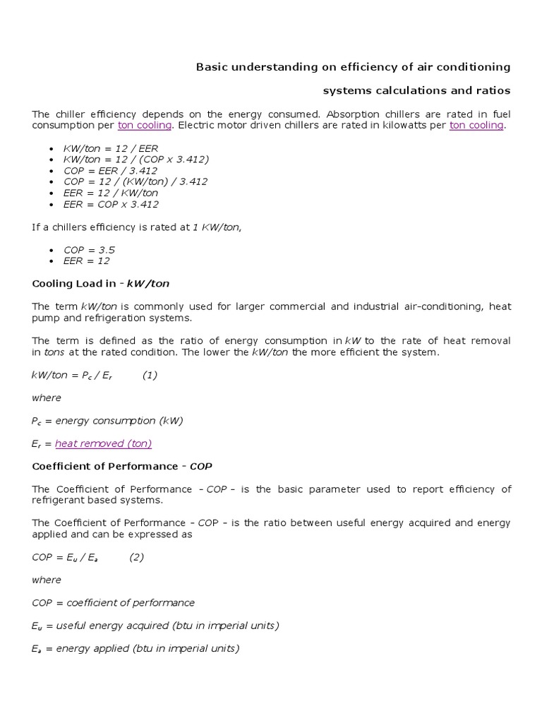 Chiller Efficiency Metrics Explained | PDF | Air Conditioning | Temperature