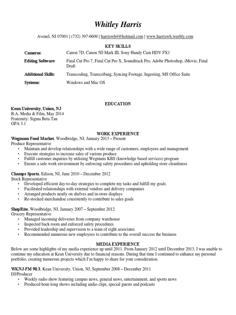 Whitley Harris Resume | PDF | Media Technology | Software